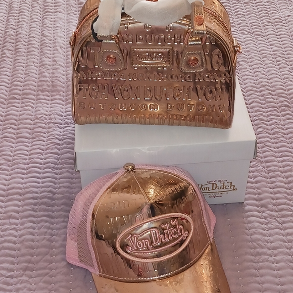 Von Dutch | Bags | Von Dutch Rose Gold Purse And Matching Hat | Poshmark